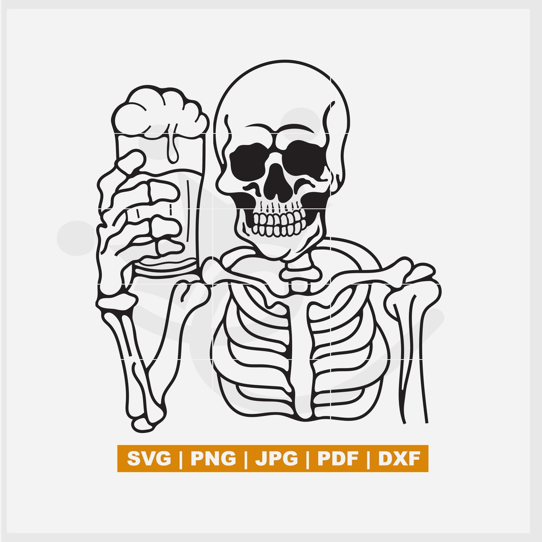 Skeleton Holding a Beer Mug SVG, Skeleton Svg | Printable, Cut File ...
