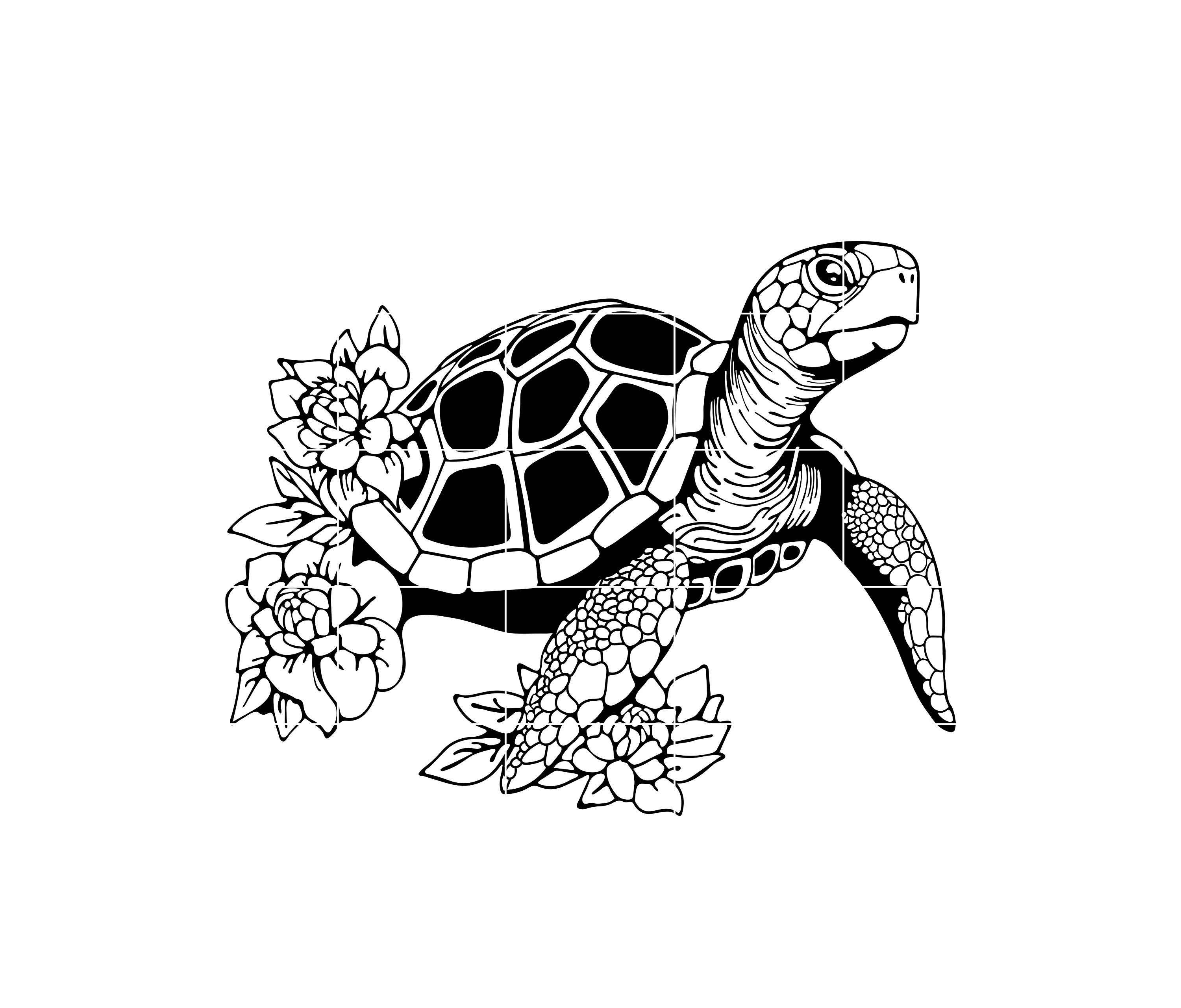 Sea Turtle and Roses, Turtle SVG, Including Png, Jpg, Pdf Files ...