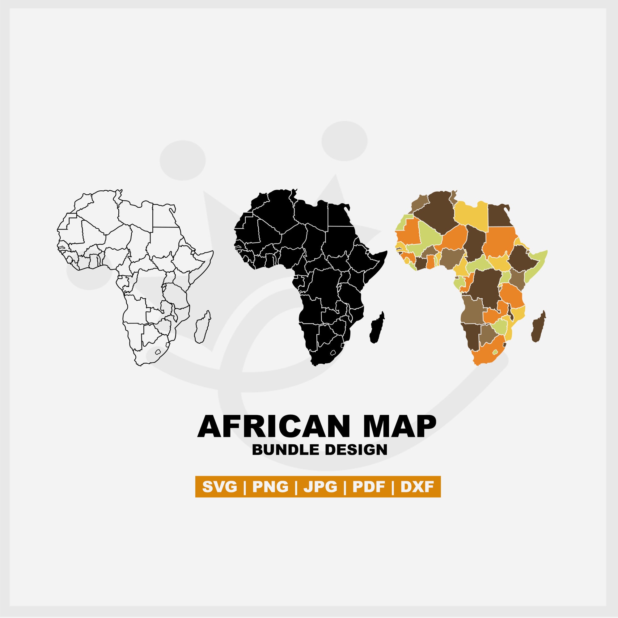 Amazing Africa Map Svg, 3 in 1 Bundle Png, Dxf, Svg Digitals Files, Perfect for Cutting Machines ...