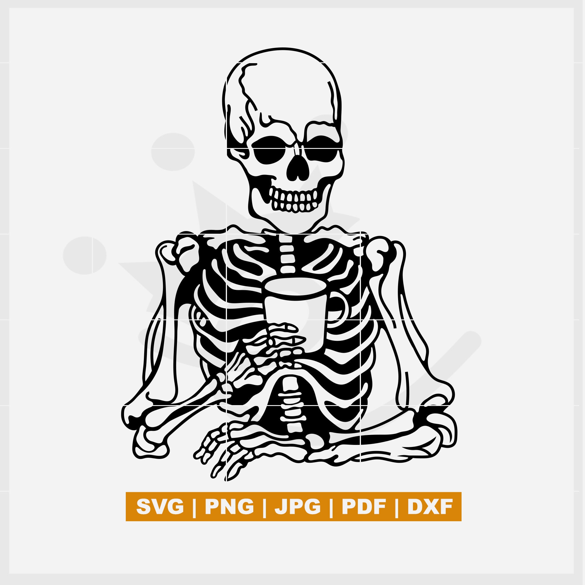 Skeleton SVG, Skeleton Drinking Coffee Svg, Skeleton Holding Cup Svg ...