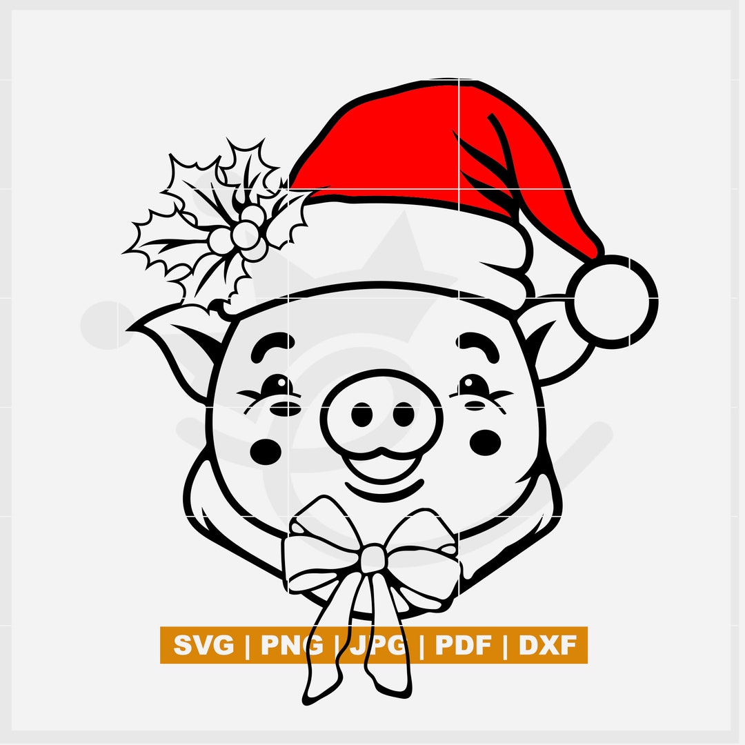 Pig Svg | Pig for Cricut Svg | Pig for Christmas Svg | Pig Wearing ...