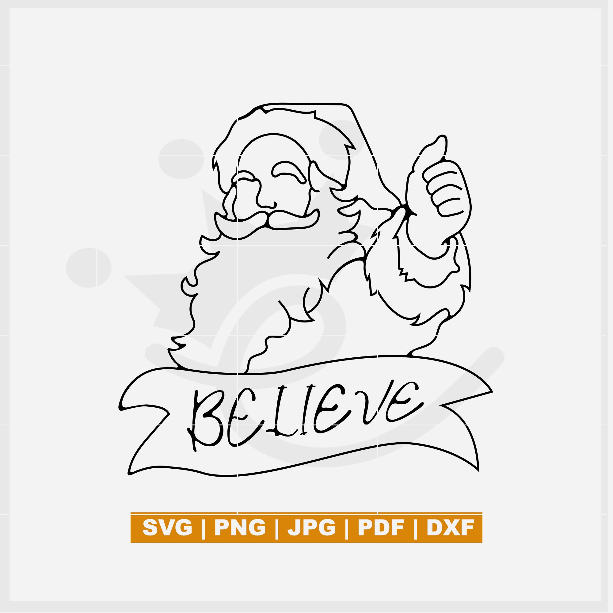 Santa Line Art SVG Minimalist Santa SVG Believe in Santa SVG Merry ...