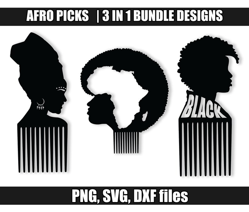 Afro Pick SVG PNG and DXF 3 in 1 Bundle Design Perfect for - Etsy