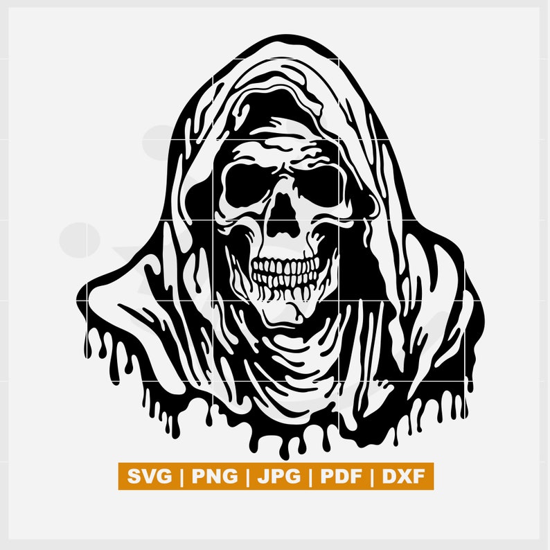 Grim Reaper Face Svg, Scary Halloween Face Svg, Halloween Decoration ...