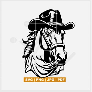 Horse Svg, 5 in 1 Bundle Design, Horse Wearing Cowboy Hat Svg, Horse ...