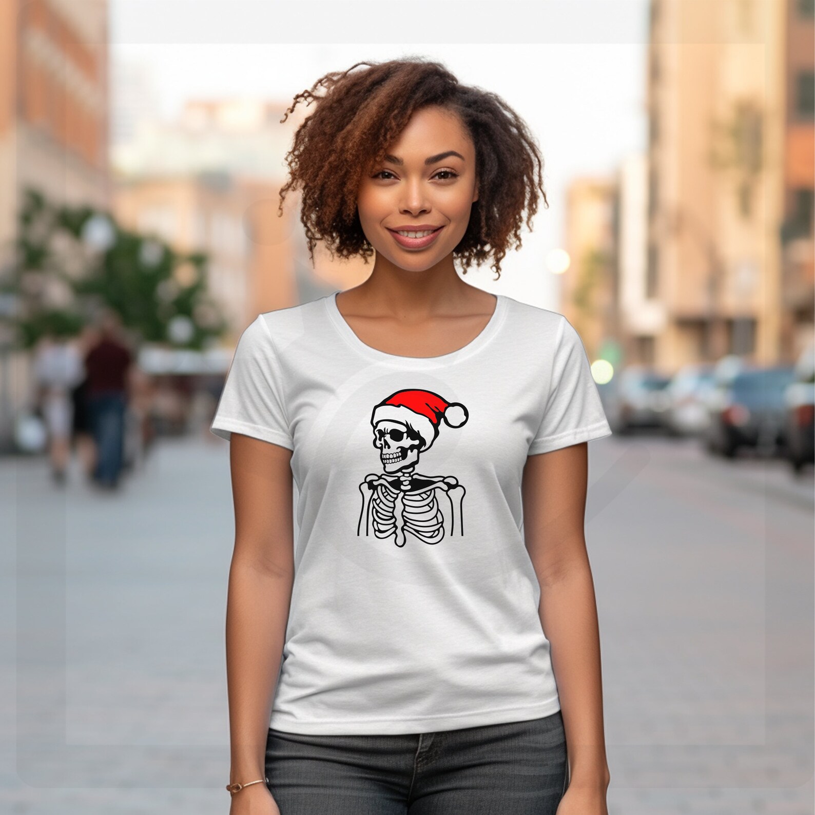 Skeleton SVG, Skeleton With Christmas Hat Svg, Skeleton for Holiday ...