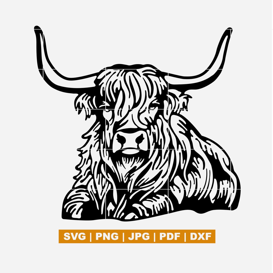 Highland Cow SVG, Cow Svg, Farm Svg, Higland Cow on the Grass Chilling ...