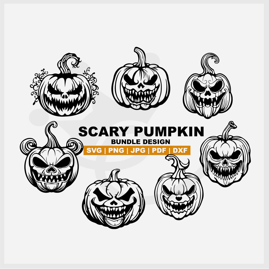 Scary Pumpkin, Halloween Pumpkin Svg, Jpg, Pdf, Dxf, Png Bundle - for ...