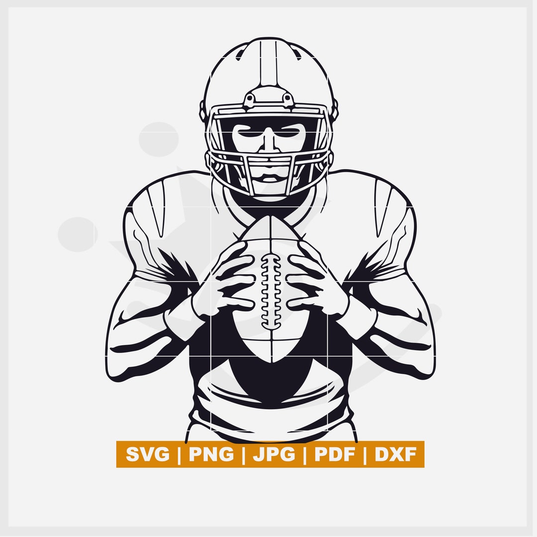 Football Player SVG, College Football Svg, Football Svg - Black and ...