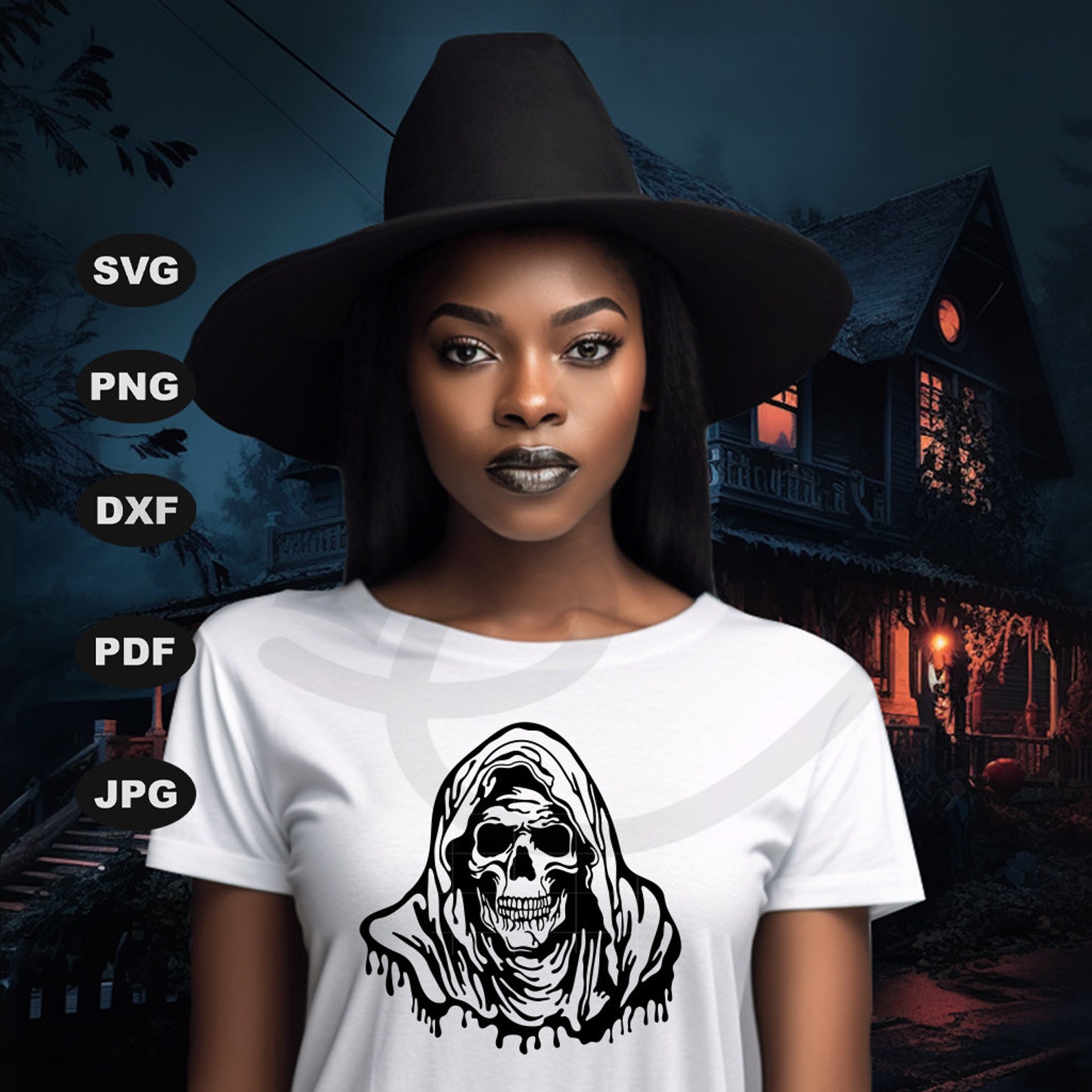 Grim Reaper Face Svg, Scary Halloween Face Svg, Halloween Decoration ...