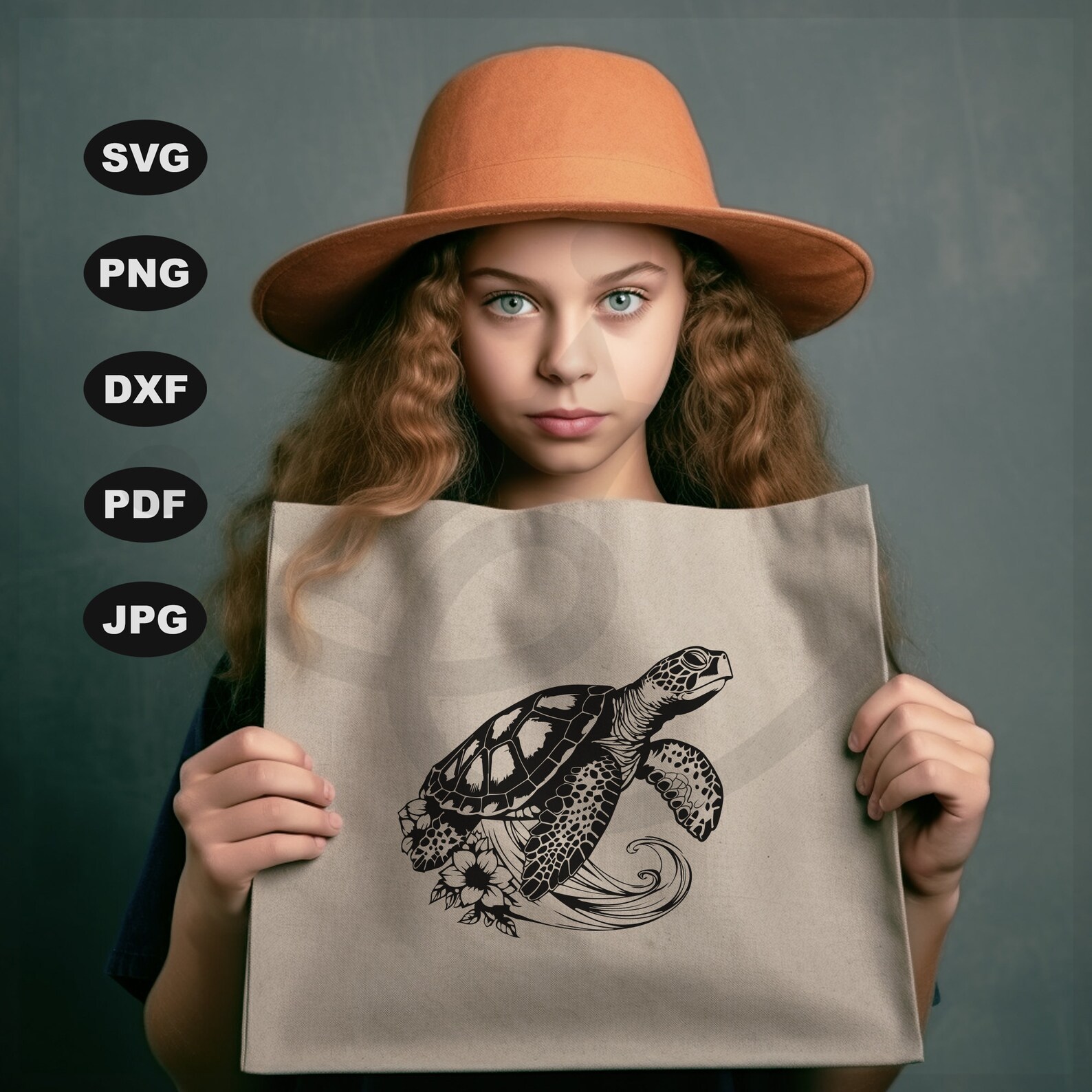 Sea Turtle, Wave and Flowers SVG, Including Png, Jpg, Pdf Files ...