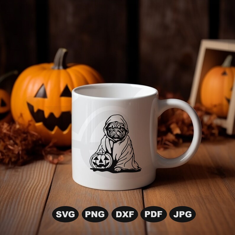 Halloween Pug Svg, Pug as Ghost Blanket Svg, Scary Pug Png With Jpg ...
