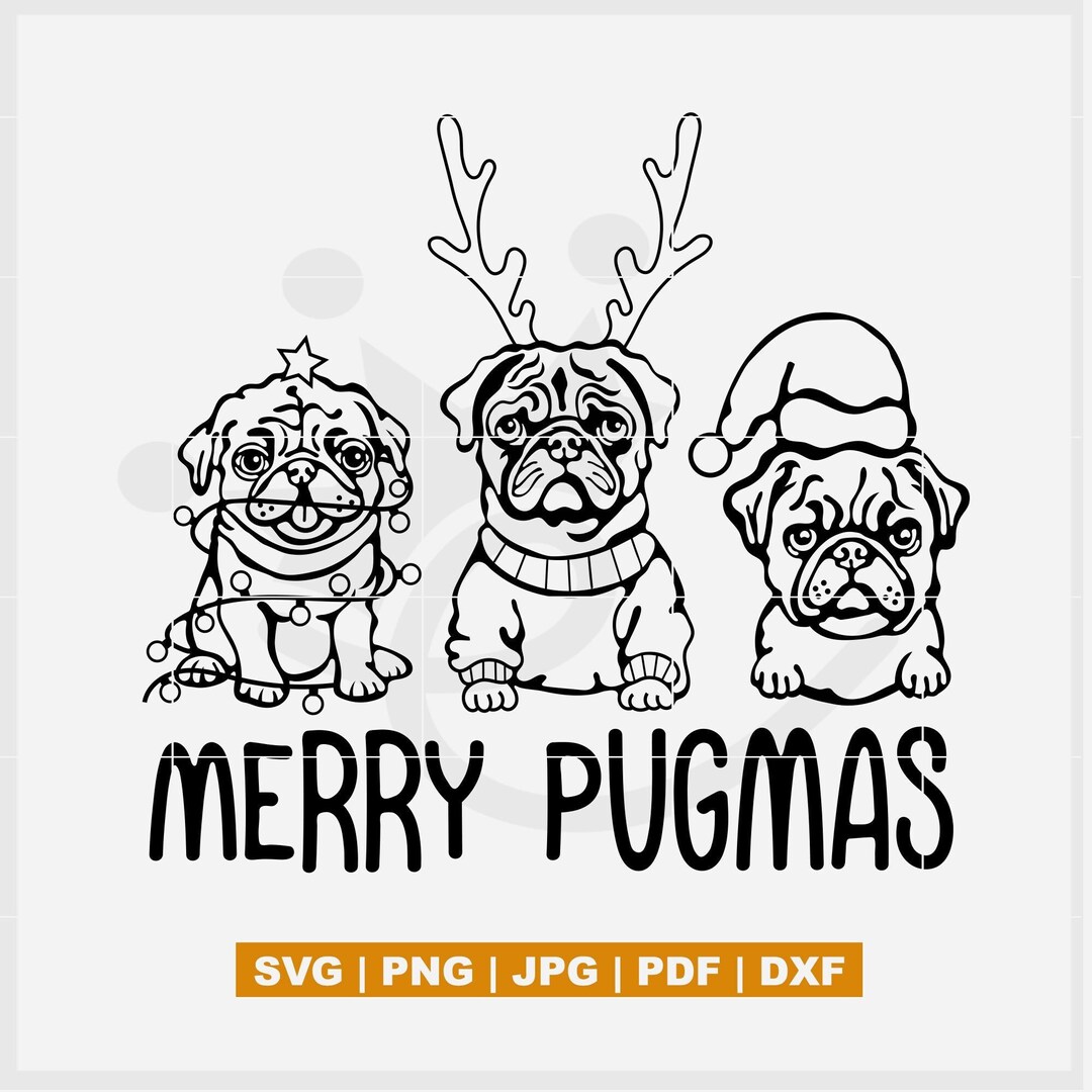 Merry Pugmas Svg Png | Christmas Design for Shirts, Mugs, Tote Bags and ...
