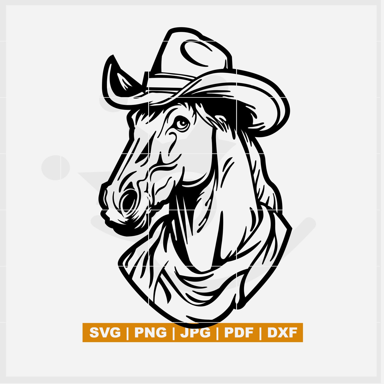 Horse Svg, 5 in 1 Bundle Design, Horse Wearing Cowboy Hat Svg, Horse ...