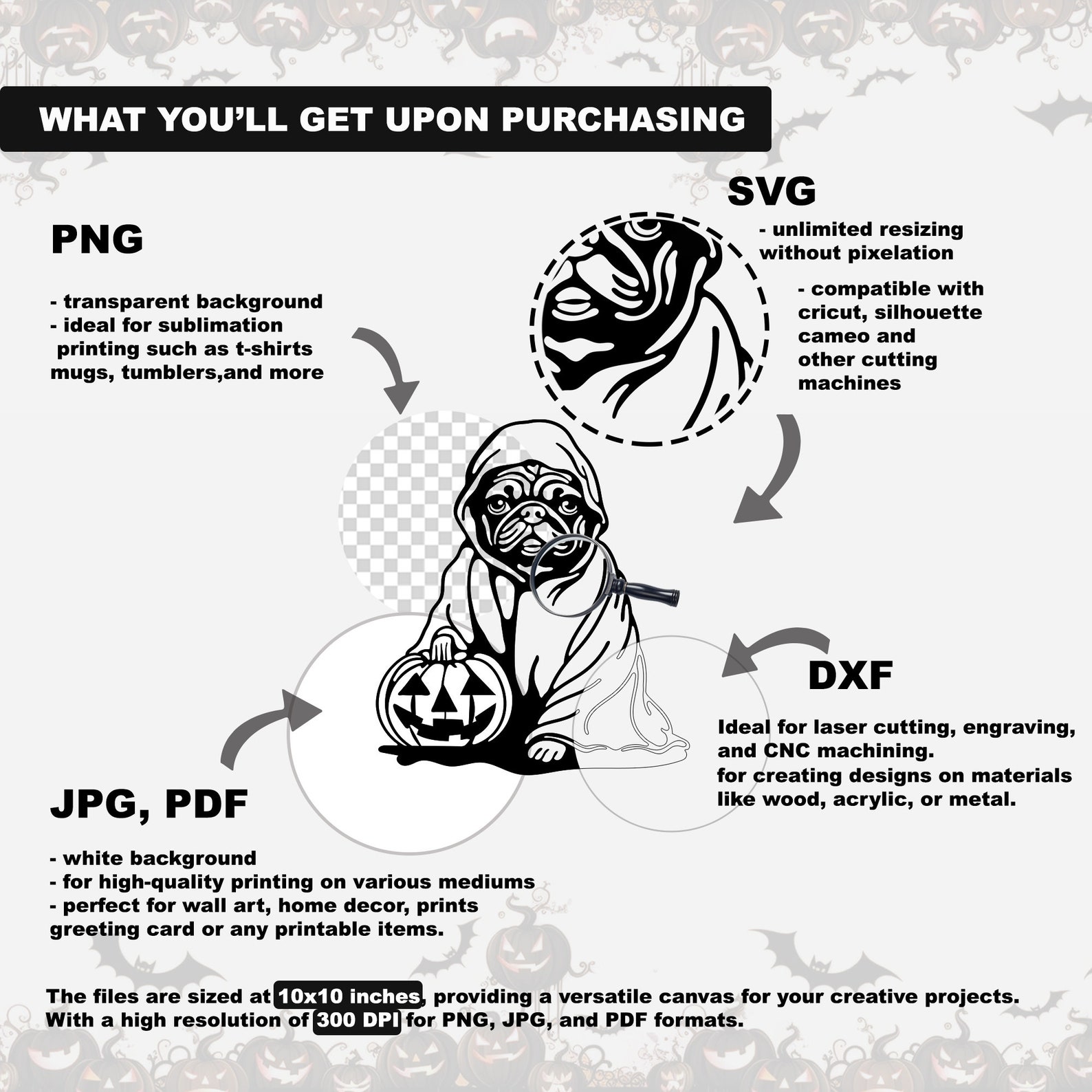 Halloween Pug Svg, Pug as Ghost Blanket Svg, Scary Pug Png With Jpg ...