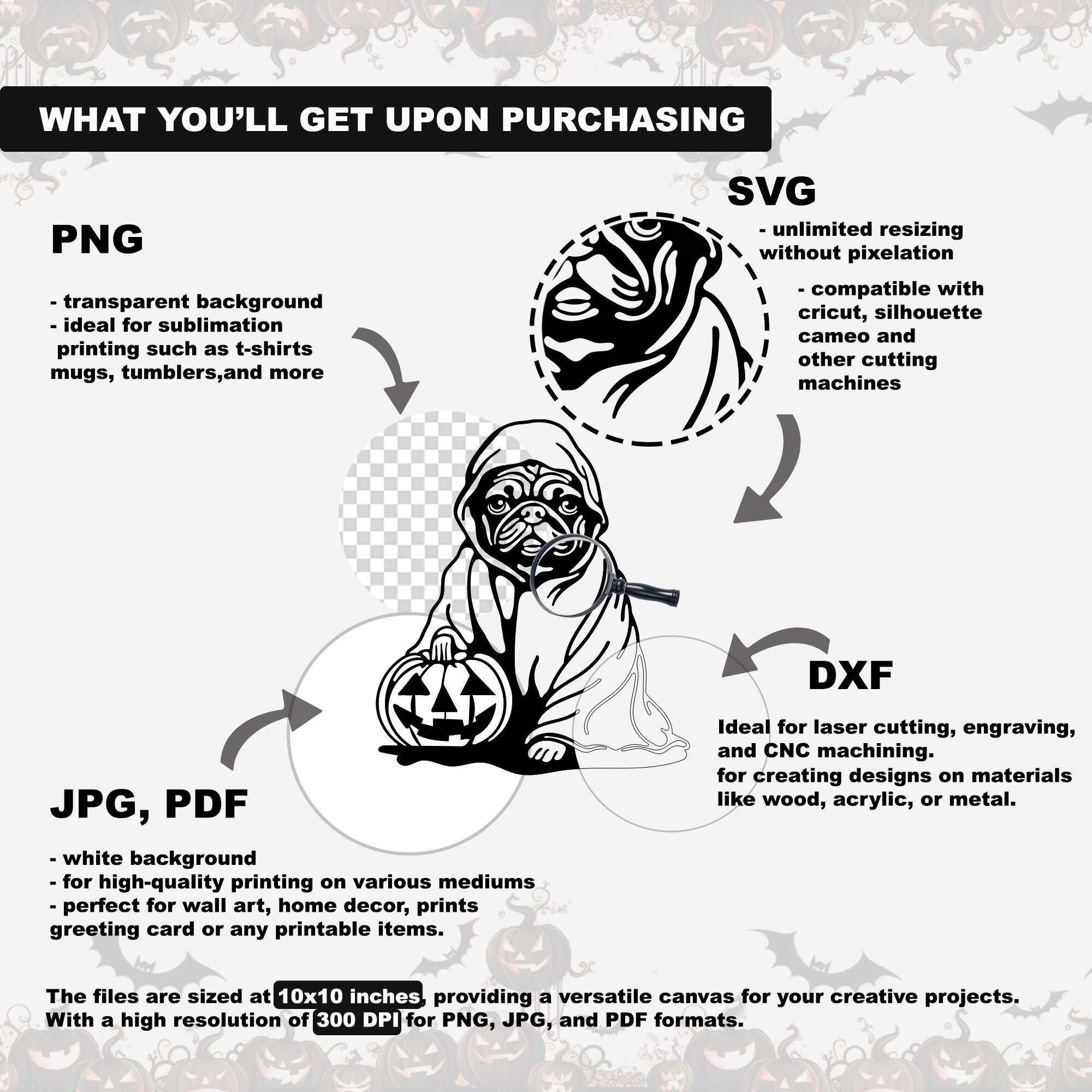 Halloween Pug Svg, Pug as Ghost Blanket Svg, Scary Pug Png With Jpg ...