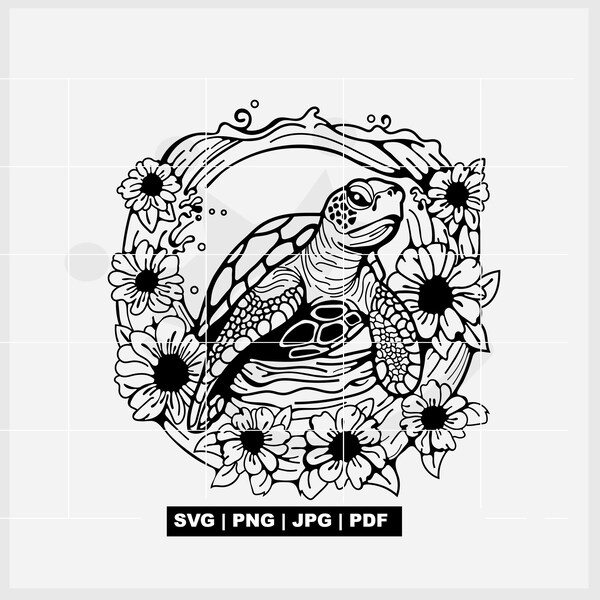 Sunflower Sea Turtle Svg - Etsy