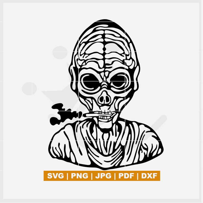 Viejo alienígena fumando tabaco SVG, corte alienígena svg, pdf ...