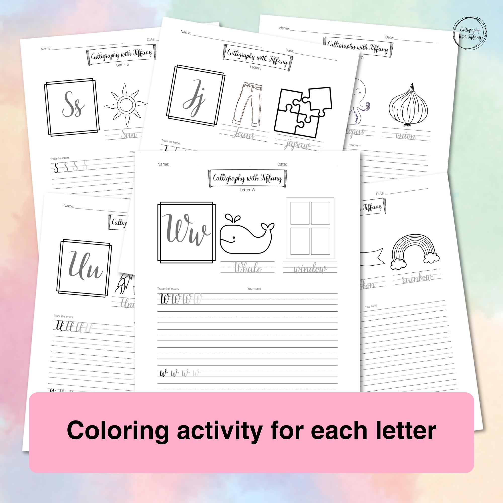 A-Z Cursive Handwriting Practice Sheets | Calligraphy Tracing Workbook ...