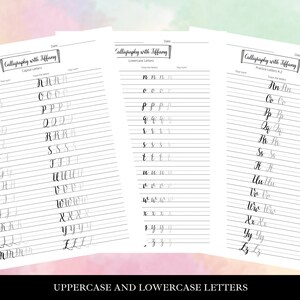Cursive Handwriting A-Z Practice Sheets, Calligraphy Alphabet Writing ...