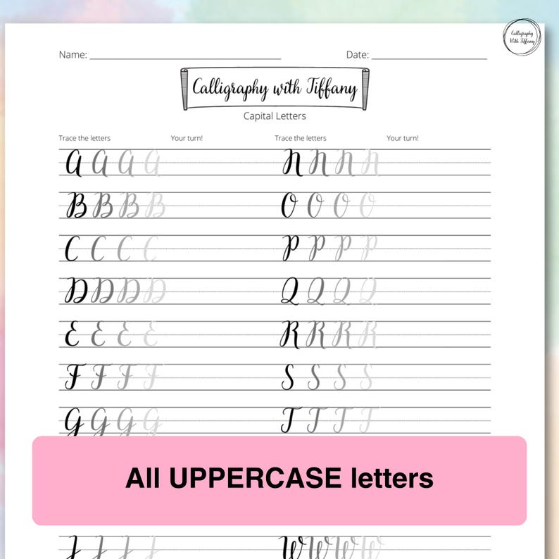 A-Z Cursive Handwriting Practice Sheets | Calligraphy Tracing Workbook ...