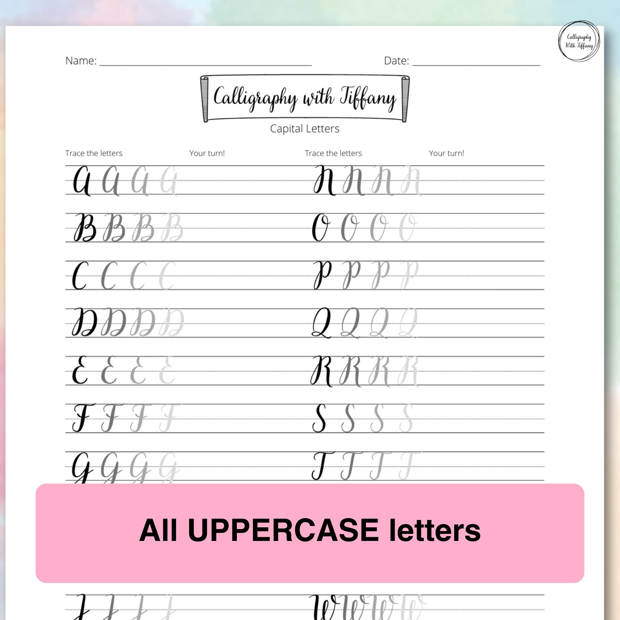 A-Z Cursive Handwriting Practice Sheets | Calligraphy Tracing Workbook ...