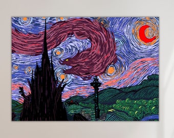Starry Night Legend of Zelda Canvas - Etsy