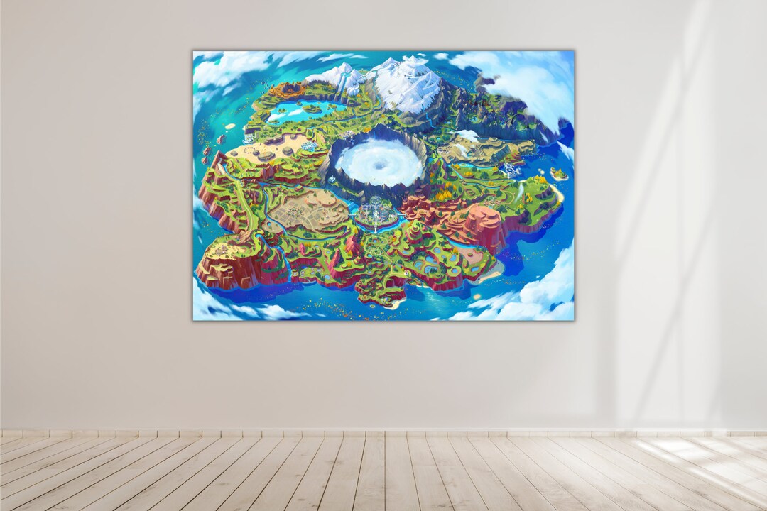 Pokemon Paldea Region Map Gamer Gifts Video Game Art Ready - Etsy