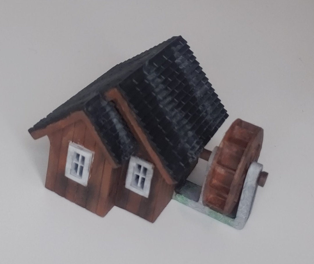 Charming HO Scale Waterwheel With Building – Fully Painted – Model ...