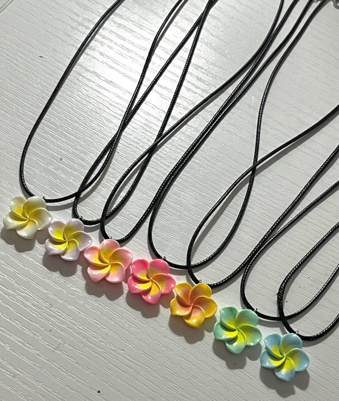Hibiscus Rope Necklace Multi Colors / Cute Unique Accessories , Perfect ...