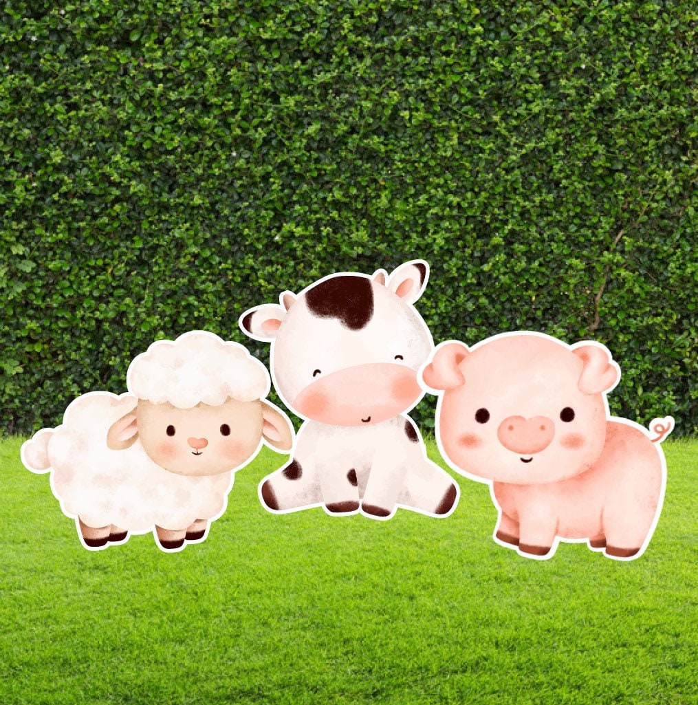Watercolour Farm Animal Cut Out Prop Standee Set - Etsy