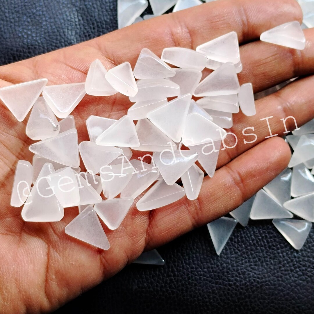 White Quartz Triangle Gemstone, White Quartz Cabochon Lot, Wholesale ...