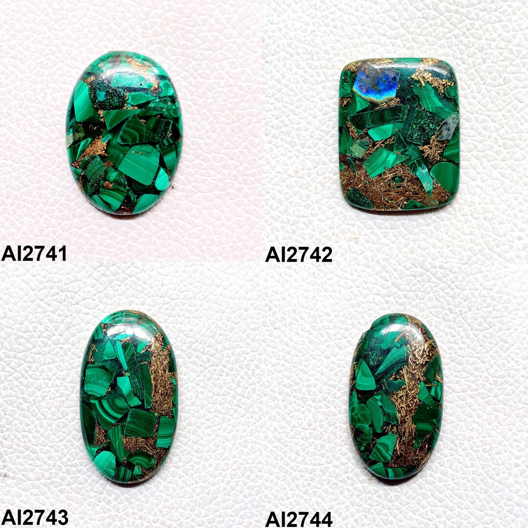 Copper Malachite Gemstone, Copper Malachite Cabochon, Natural Copper ...