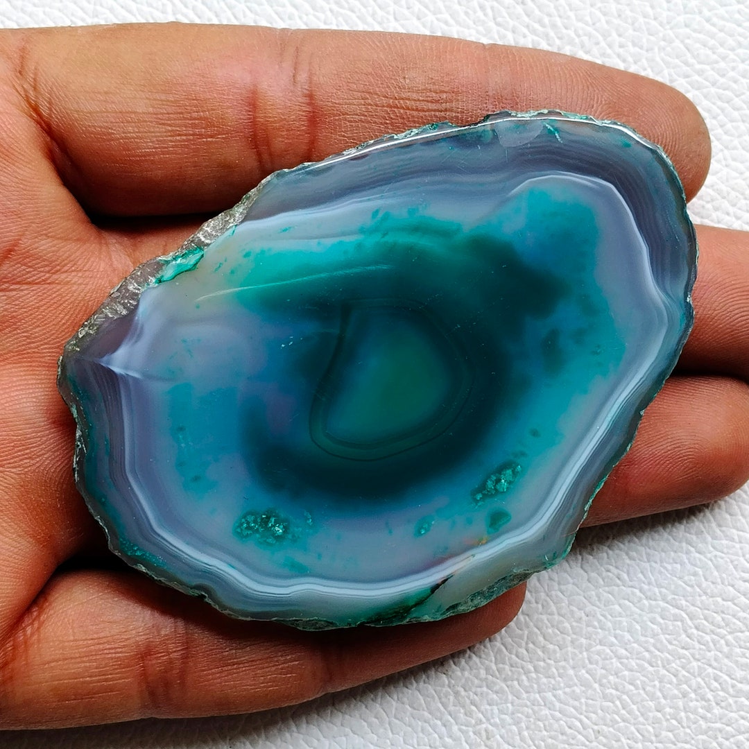 Banded Agate Slice, Sky Blue Agate Slice Gemstone, Agate Polished Slice ...