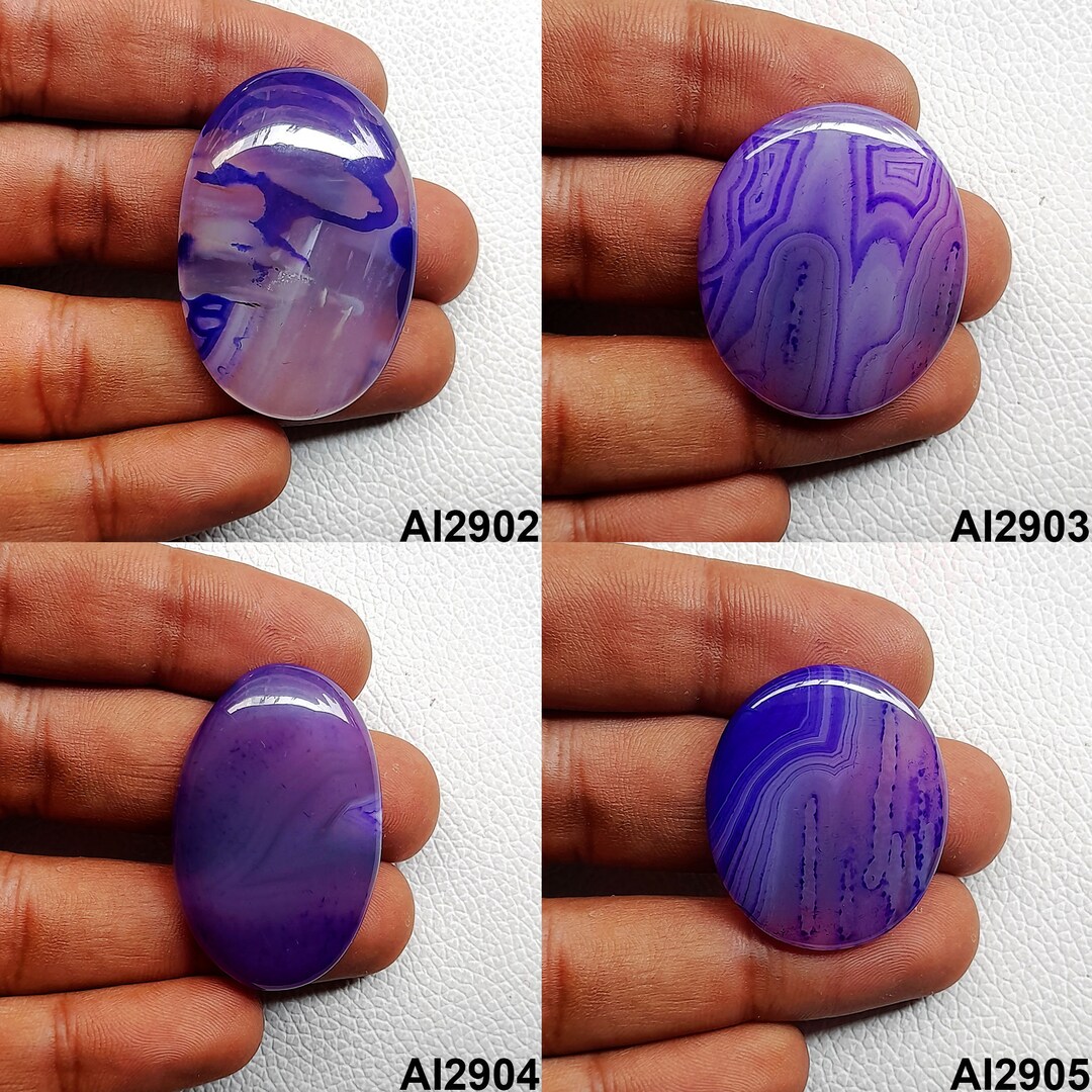 Banded Agate Loose Crystal, Natural Banded Agate Stone, Purple Banded ...