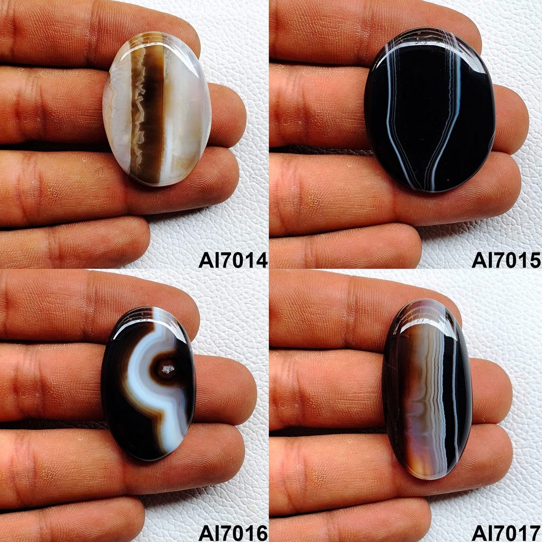 Banded Agate Gemstone, Loose Banded Agate Cabochon, Black Banded Agate ...