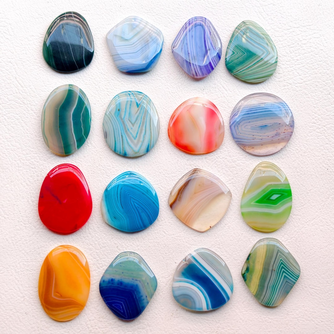 Banded Agate Cabochon, Natural Agate Gemstone for Jewelry Making Stone ...