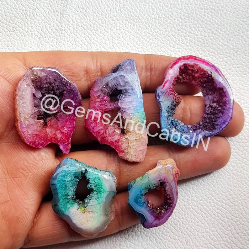 Rainbow Druzy Agate Geode Slice, Wirewrap Jewelry Stone - Etsy