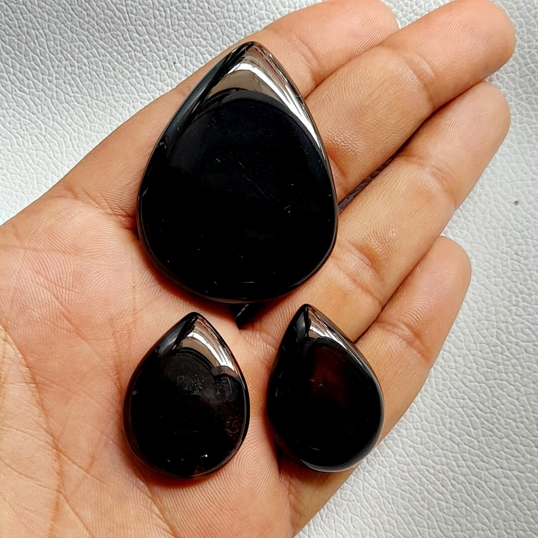 Natural Black Onyx Loose Stone Black Onyx Pear Gemstone - Etsy