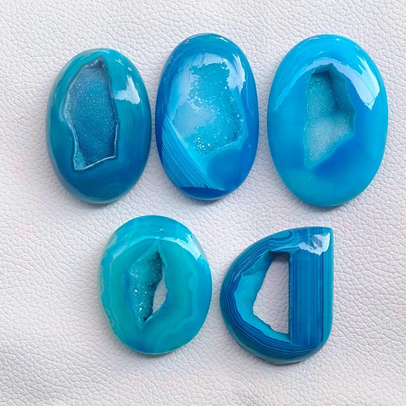 Sky Blue Window Agate Druzy Cabochon, Loose Agate Druzy Gemstone ...