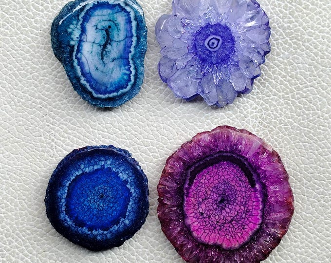 Blue Dyed Solar Quartz Slice, Agate Druzy, Polished Geode Slab - Etsy