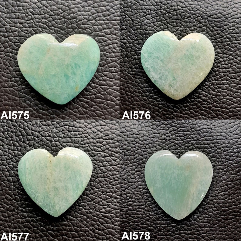 Amazonita AAA en forma de corazón hinchado, gema pulida, piedra para ...