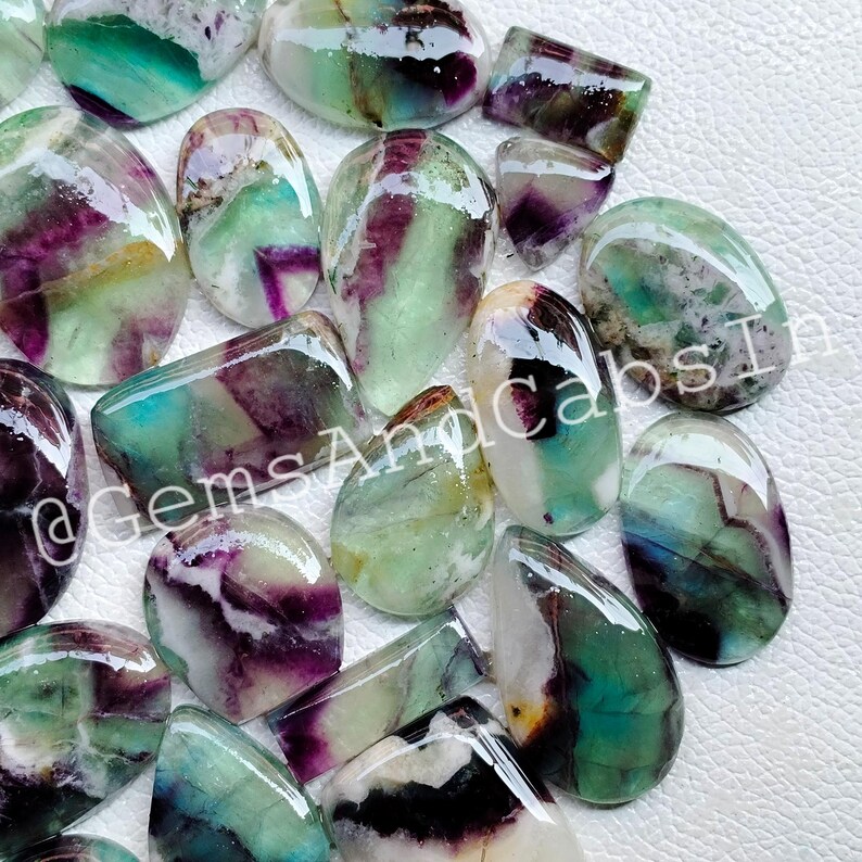 Fluorite Amethyst Gemstone Cabochons, Mix Shape Crystal Lot - Etsy
