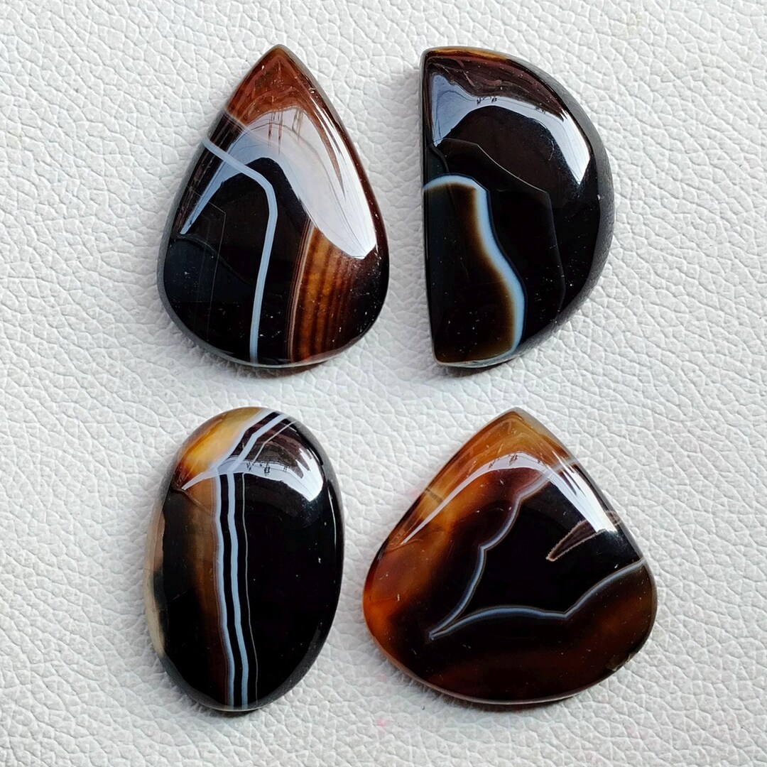 Black Banded Agate Stone, Natural Banded Agate Gemstone, Loose Banded ...