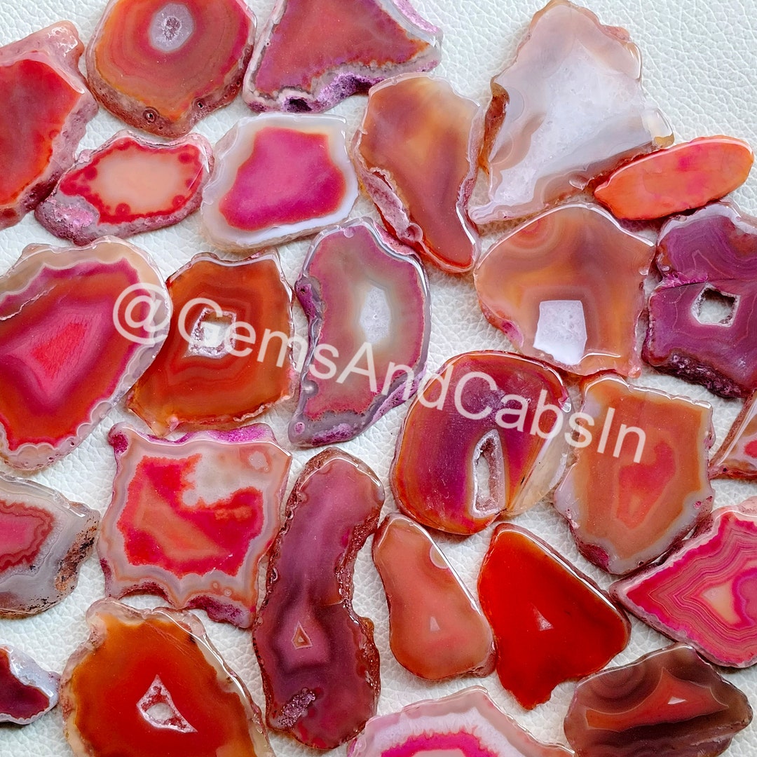 Agate Crystal Slice, Red Agate Slice Druzy Gemstone, Bulk Agate Crystal ...