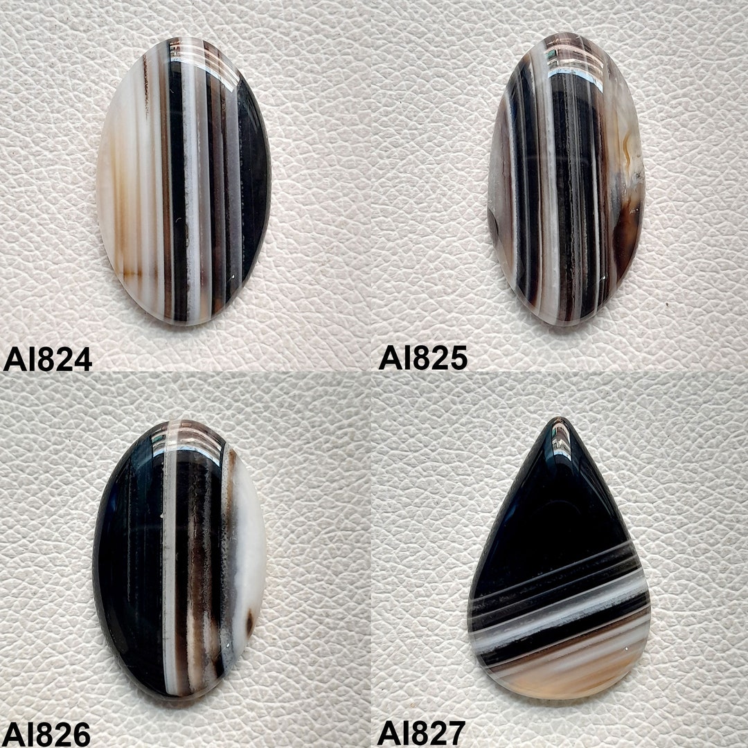 Banded Agate Cabochon, Black Banded Agate Gemstone, Natural Banded ...