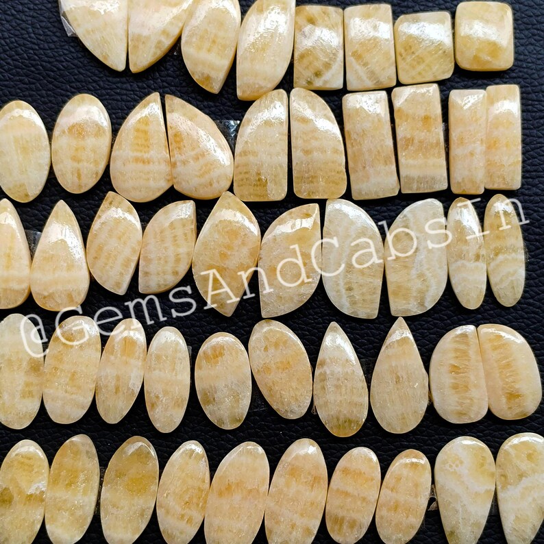 Yellow Calcite Gemstone Cabochon Pair, Earring Jewelry Stones - Etsy