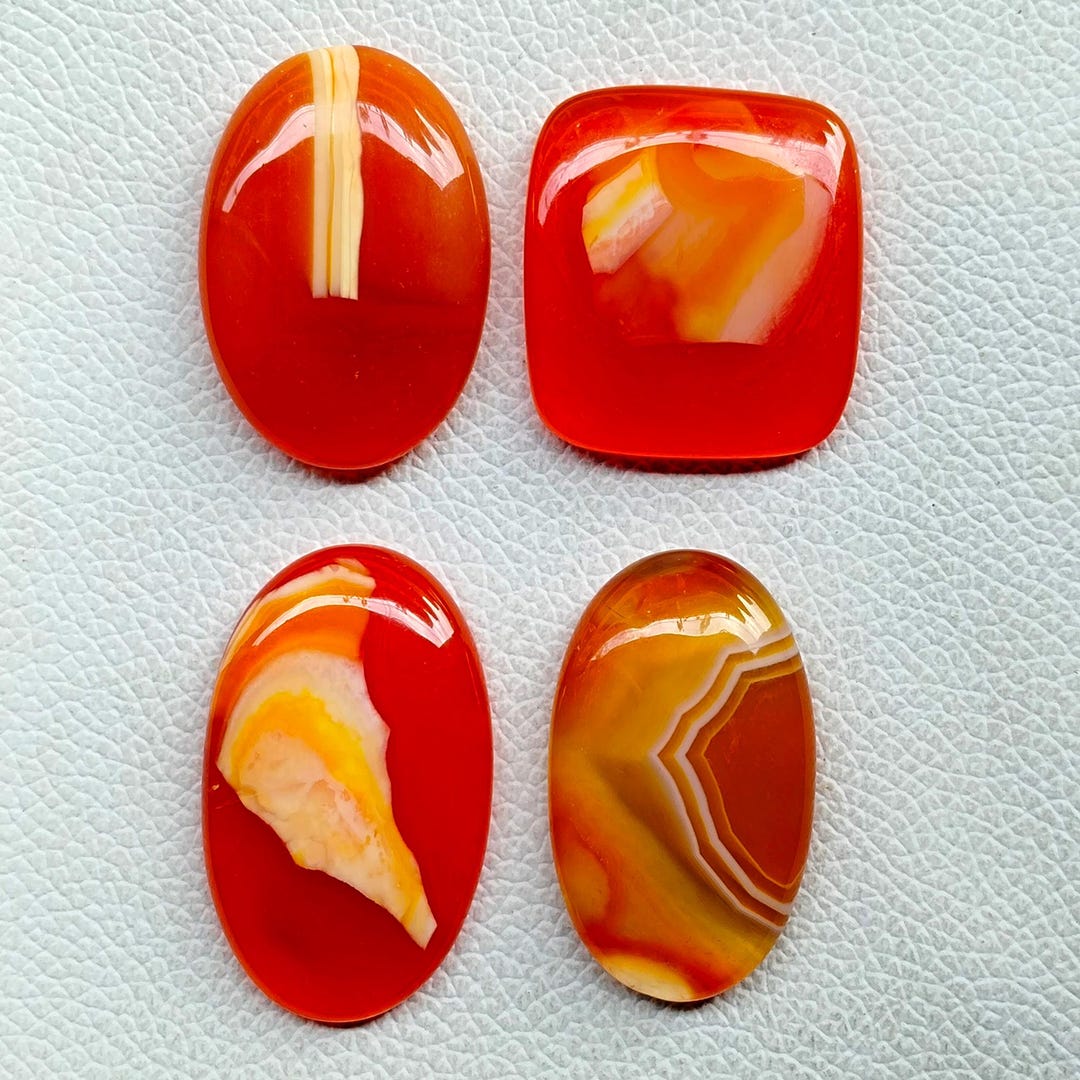 Loose Banded Agate Gemstone, Natural Banded Agate Cabochon, Orange ...