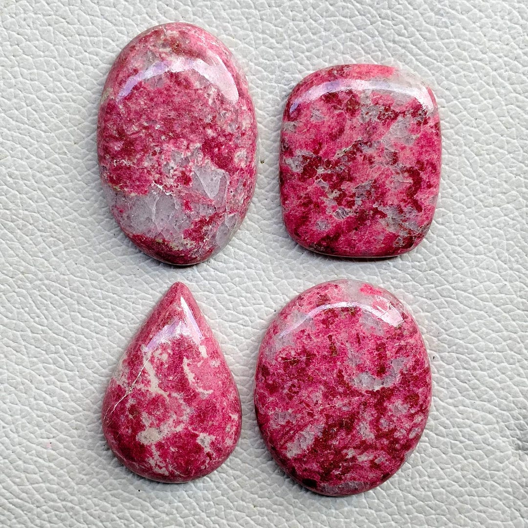 Natural Thulite Cabochon, Pink Crystal Gemstone, Jewelry Making Stone ...