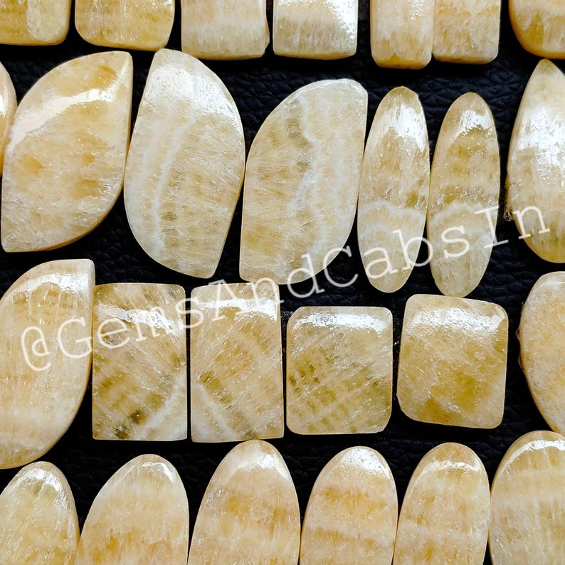 Yellow Calcite Gemstone Cabochon Pair, Earring Jewelry Stones - Etsy